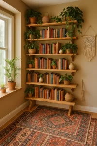 7 Bookshelf on Wall Styles to Elevate Your Home Library Design (Boho ...